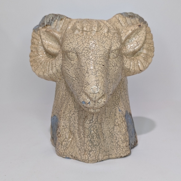 Art | Vintage Terra Cotta Glazed Rams Head Statue | Poshmark